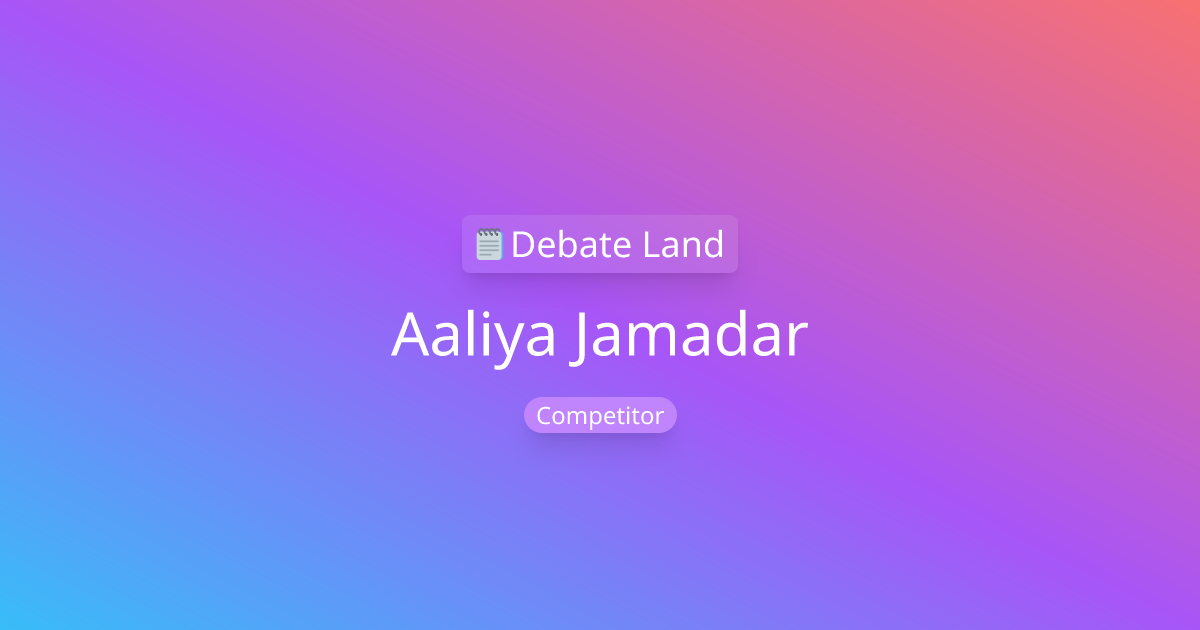 2024 National VPF Debate Rankings | Aaliya Jamadar