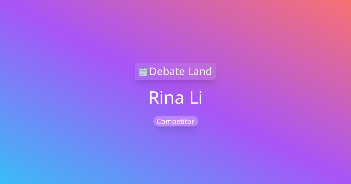 2025 National VPF Debate Rankings | Rina Li