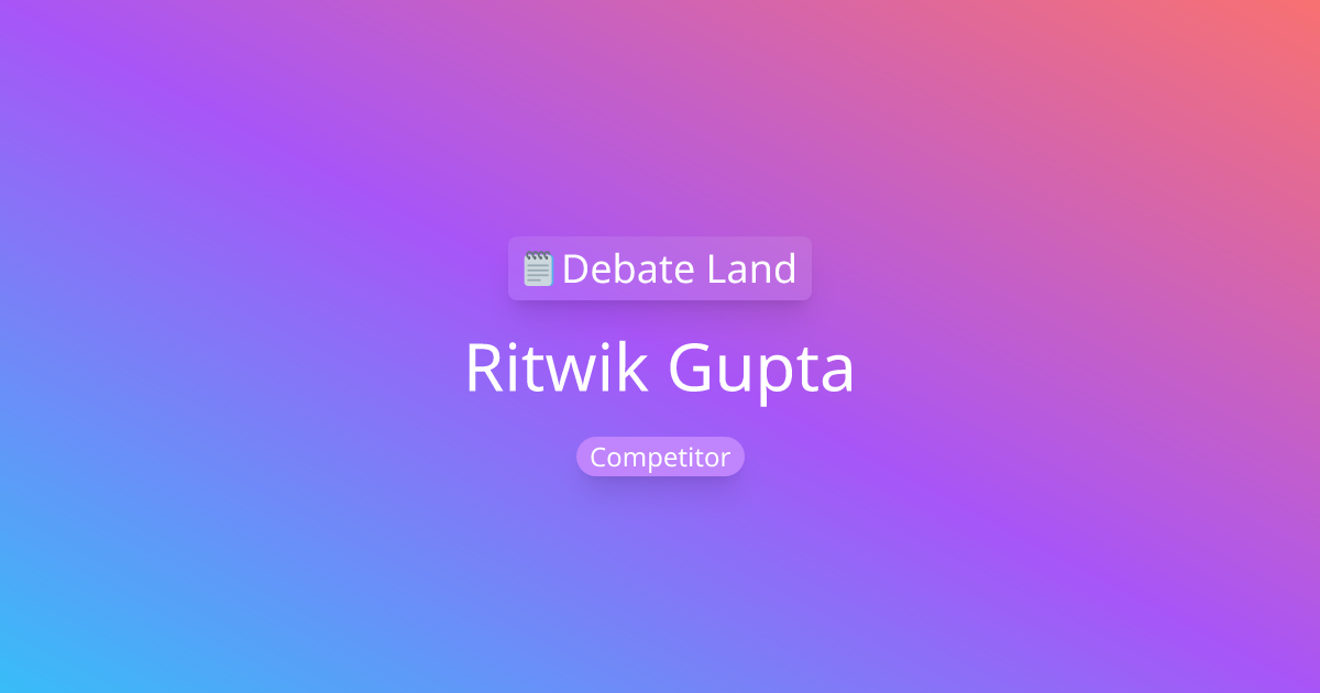 2025 National VPF Debate Rankings | Ritwik Gupta