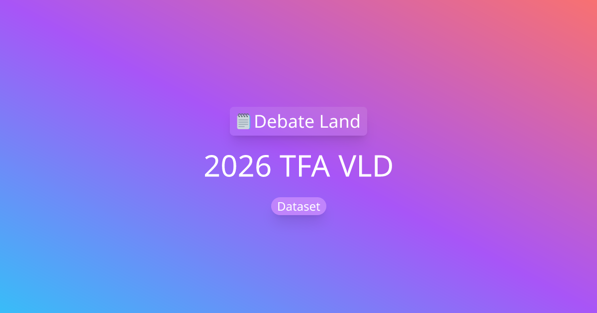 Leaderboard | 2026 TFA VLD Debate